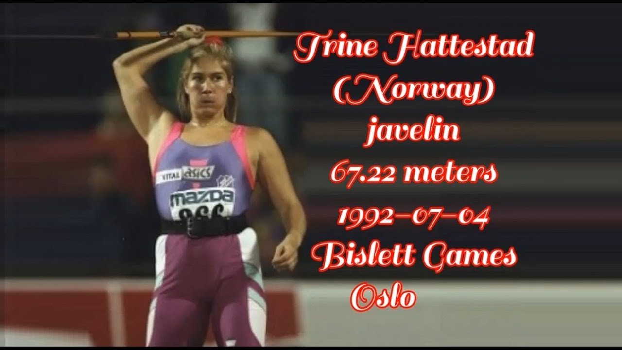 Trine Hattestad (Norway) javelin 67.22 meters 1992-07-04 Bislett Games ...