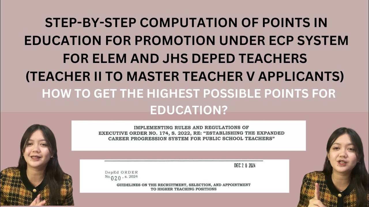 STEP-BY-STEP COMPUTATION OF POINTS IN EDUCATION FOR PROMOTION UNDER ECP SYSTEM FOR TII TO MT V ...
