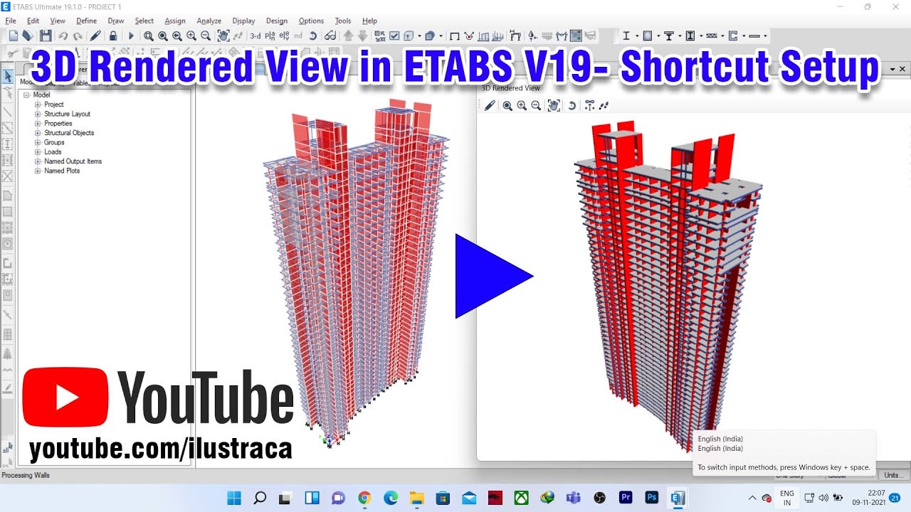 3D Rendered view in ETABS V19 -Shortcut Setup | Sandip Deb | ilustraca ...