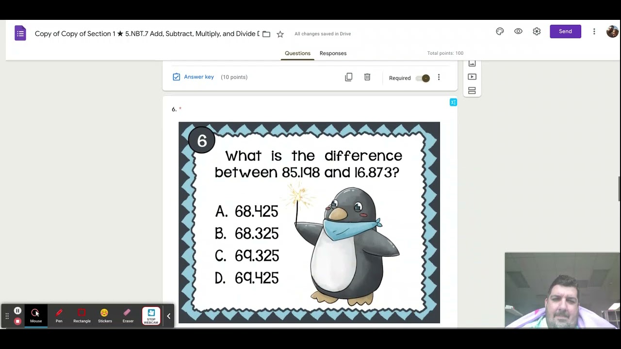 5.NBT.7 Add, Subtract, Multiply, and Divide Decimals - Google Forms ...