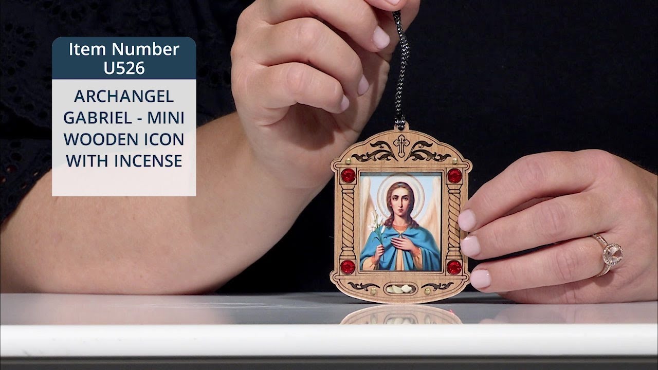 U526_ARCHANGEL GABRIEL - MINI WOODEN ICON WITH INCENSE - YouTube