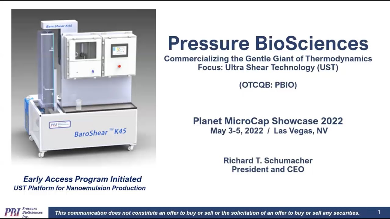 Pressure BioSciences Inc. (OTCQB: PBIO) Webcast | Planet MicroCap ...