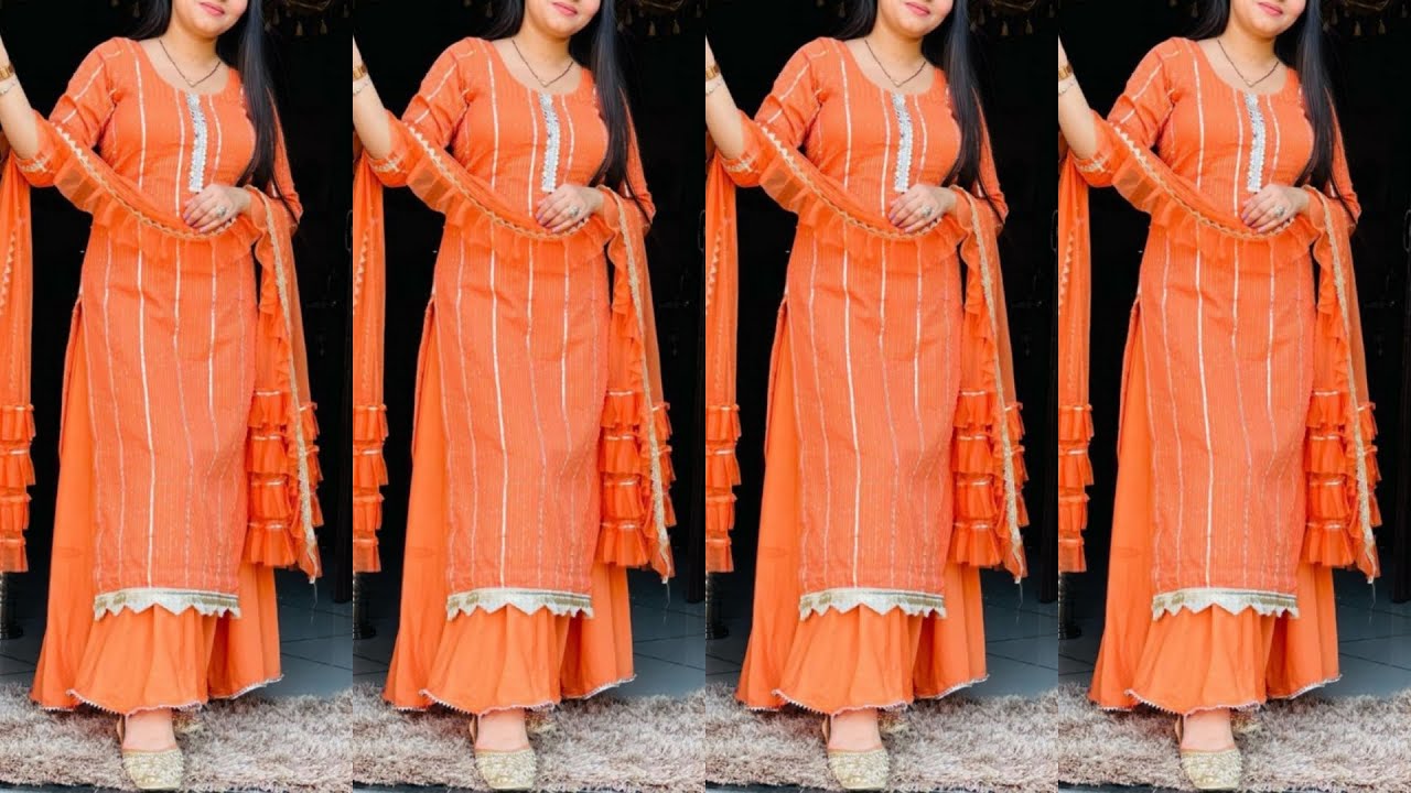 Traditional stylish punjabi suit design //long kurti with sharara // # ...