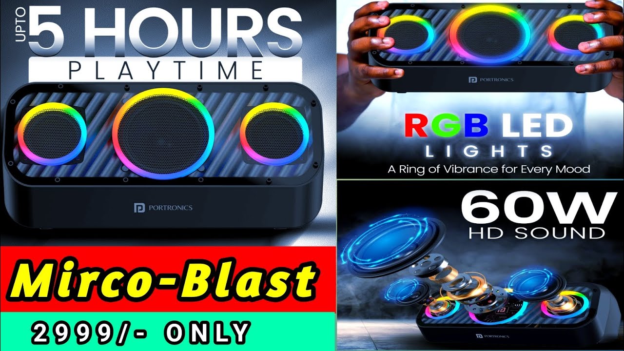 Micro Blast 60 Watt HD Sound 🔥Portable Speaker 5Hours Play #speaker # ...