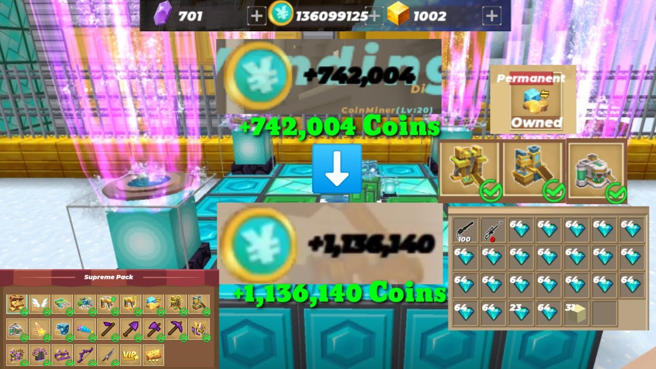 Power of VIP Privileged Miner in Sky Block Update! 2.26.3 (Blockman Go ...