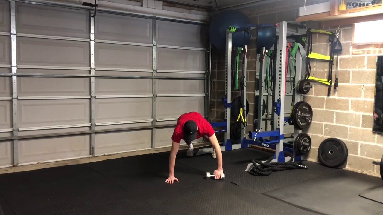 Dumbbell Plank Drag Narrow Stance - YouTube