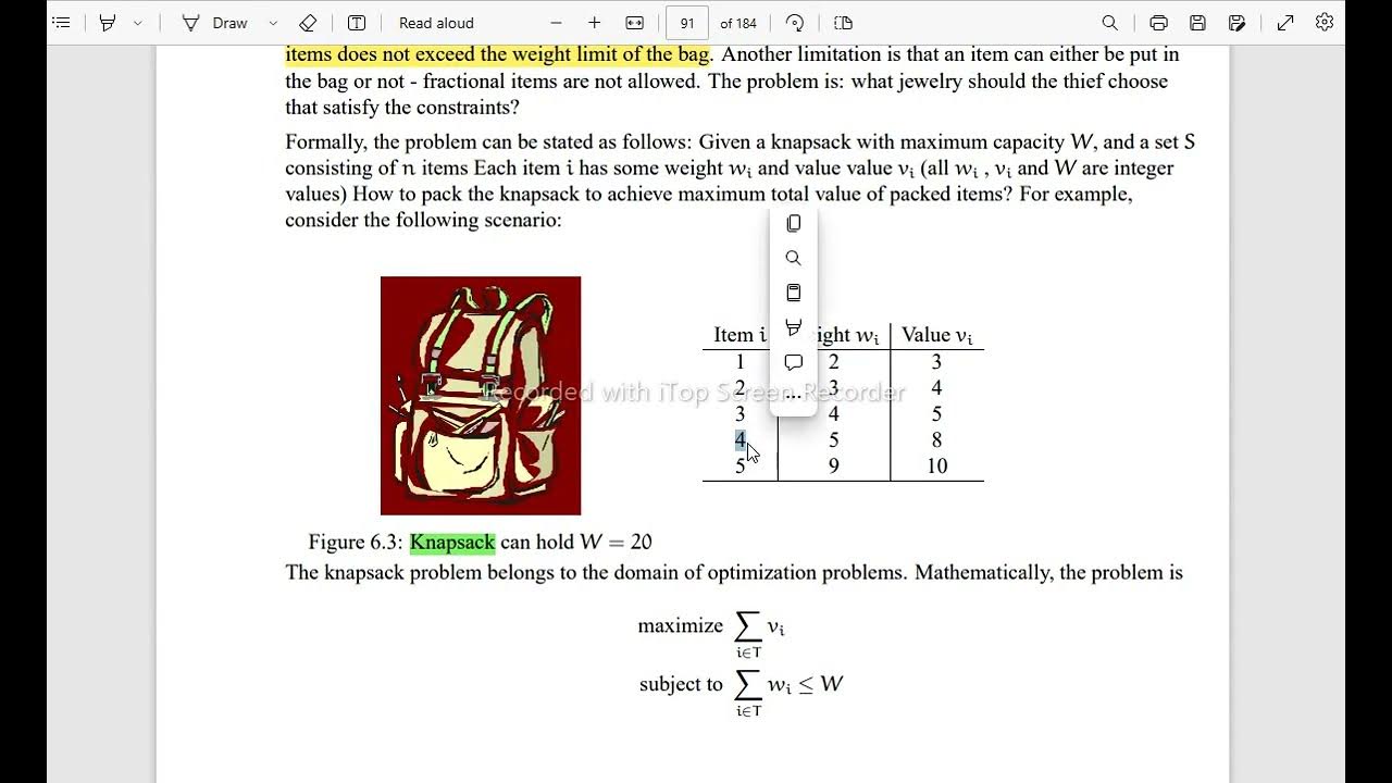 CS502 Lecture 21|6.5 |Short Lectures CS502|CS502 Lecture No 21|0\1 Knapsack Problem| CS502 Lec ...