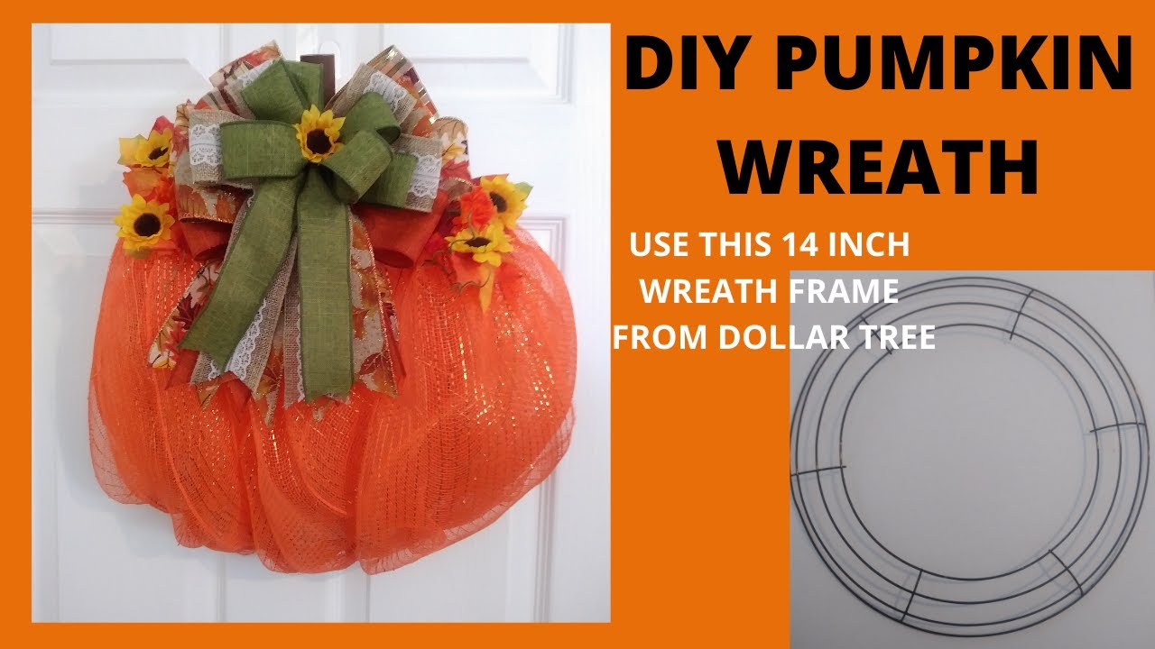 DIY Pumpkin Wreath/ Dollar Tree 14 inch Wreath Frame - YouTube