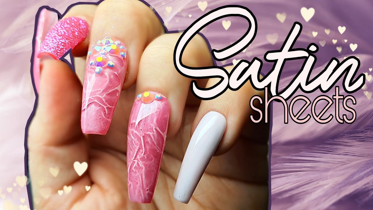 Satin Sheets | Wrinkled Nail Art | Pink Press On Nails Set | Black Swan ...