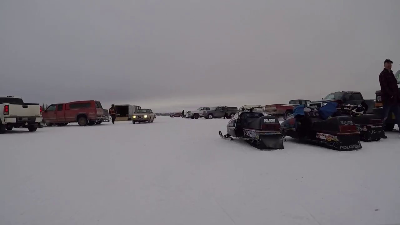 snowmobile ice oval race vintage open class finals 2-12-17 - YouTube