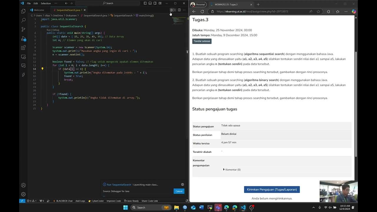 TUGAS 3 SequentialSearch & BinarySearch - Java Program - YouTube
