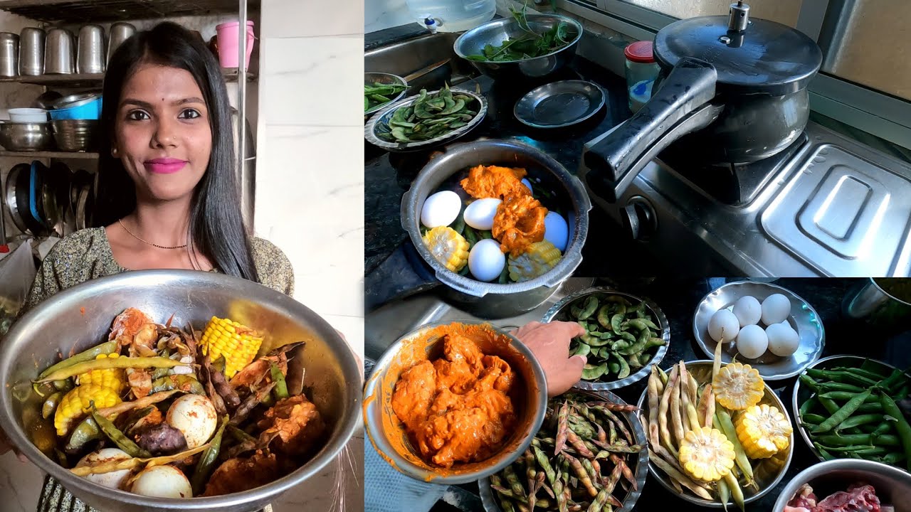 घरी कुकरमध्ये बनवली चिकन पोपटी | Raigad Special Chicken Popti ...