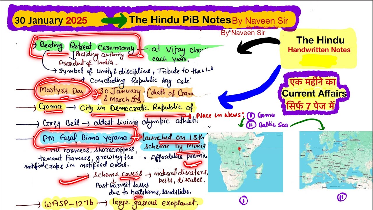 30 January 2025 Current Affairs For UPSC 2025 |The Hindu Handwritten ...