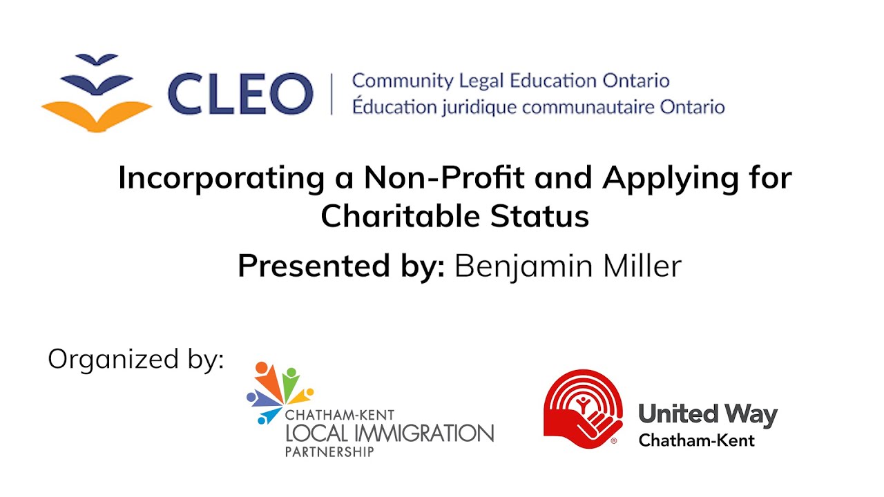 Incorporating a Nonprofit and Applying for Charitable Status - YouTube