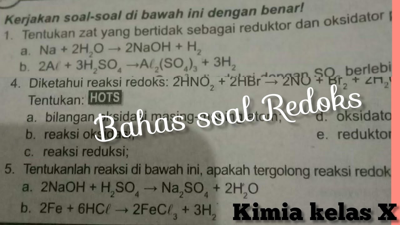 Soal HOTS‼️Reaksi Redoks |kimia kelas 10 - YouTube