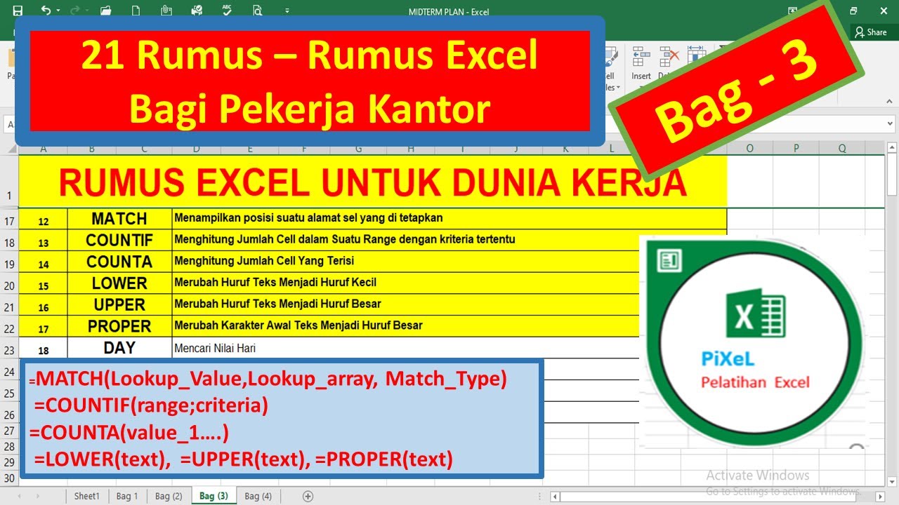21 Rumus Rumus Excel Bagi Para Pekerja Kantor Bag 3 - YouTube