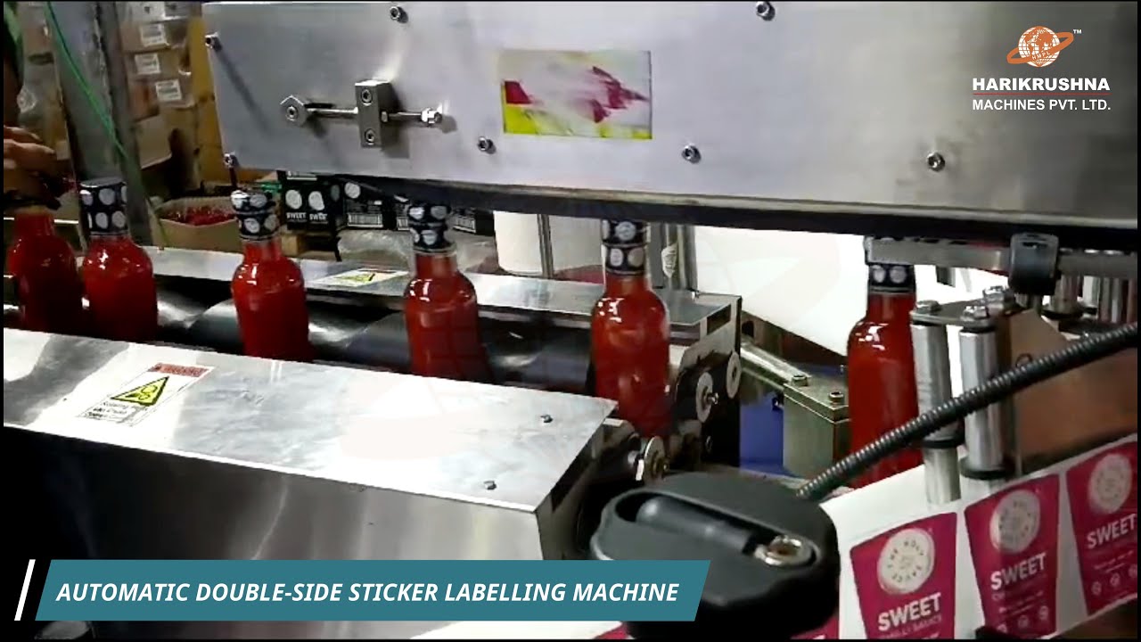 Double Side Labelling Machine | Double Side Sticker Labelling Machine for Chilli Sauce Bottles ...