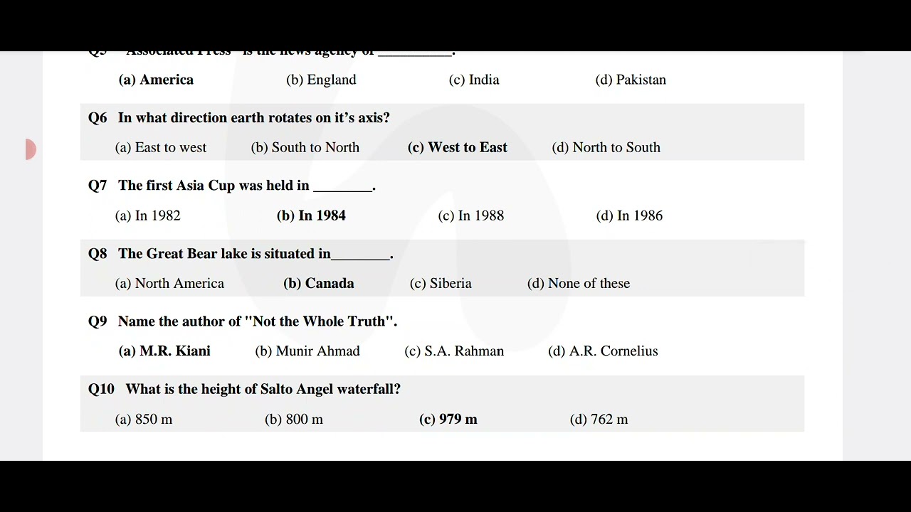General knowledge mcqs | Ppsc past papers mcqs | Fpsc general knowledge ...
