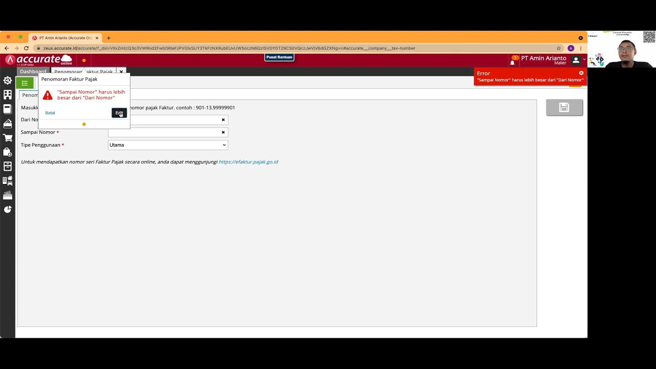 Pengaturan Nomor ENOFA untuk Faktur Penjualan di Accurate Online - YouTube