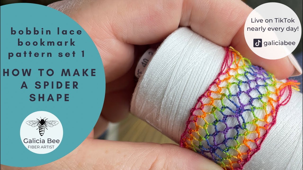 Bobbin lace SPIDER shape tutorial - bookmark pattern set 1 - YouTube
