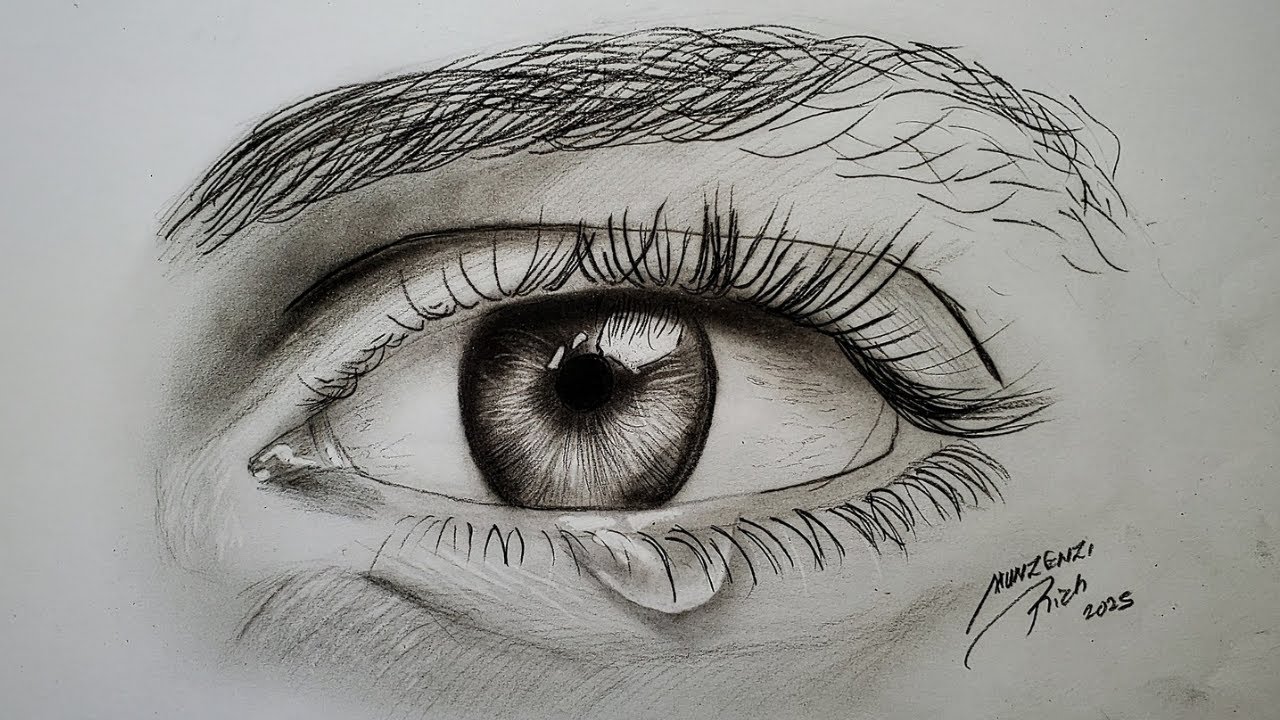 How To Draw an EYE with tear drop for BEGINNERS || Easy Way to Draw ...