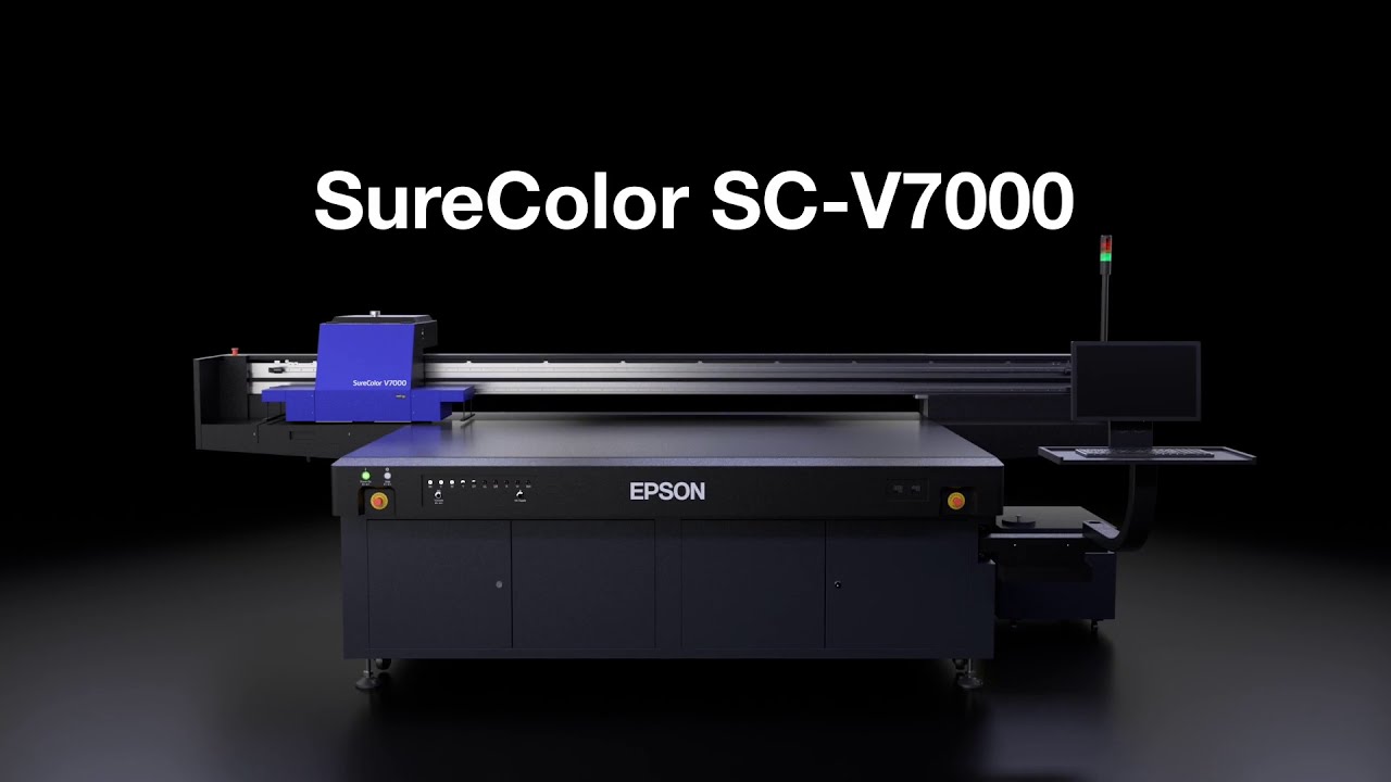 Epson Surecolor V7000 - Flatbed UV LED Printer - YouTube