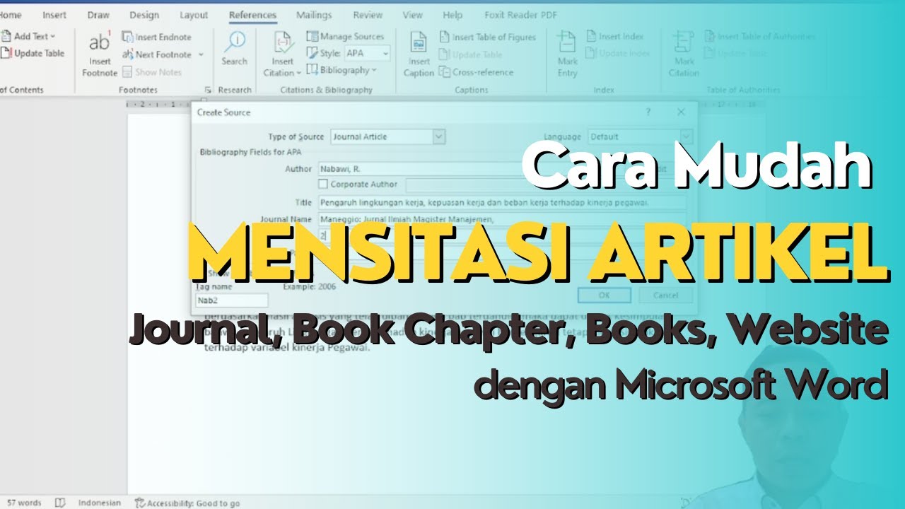 Cara Mensitasi Artikel Jurnal, Buku, Book Chapter dan Website - YouTube