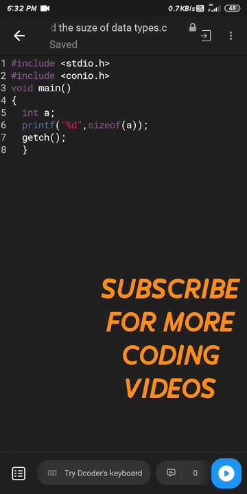 Write A C Program To Find The Size Of Data Types Coding Programming C Learncoding Shorts 