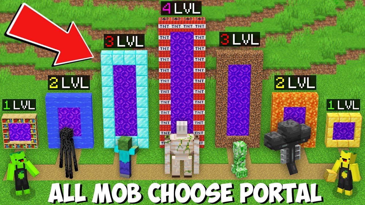 All MOB CHOOSE NEW SECRET PORTAL in Minecraft ! CHOOSE THE RIGHT PORTAL ...