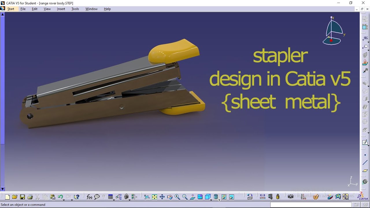 how to design stapler in catia v5 by sheet metal (stapler design and ...