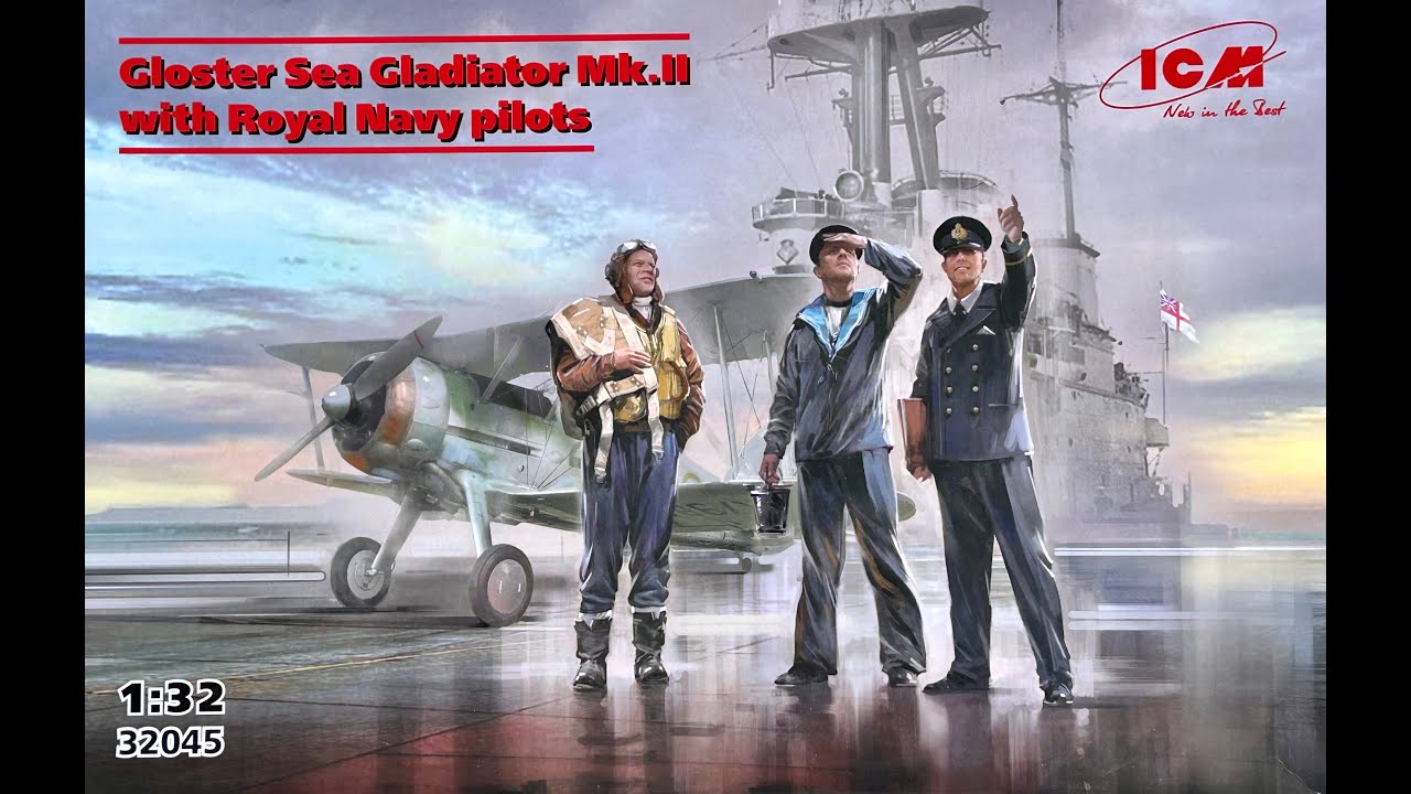 NEW 1/32 ICM Gloster Sea Gladiator Mk.II with Royal Navy Pilots (32045 ...