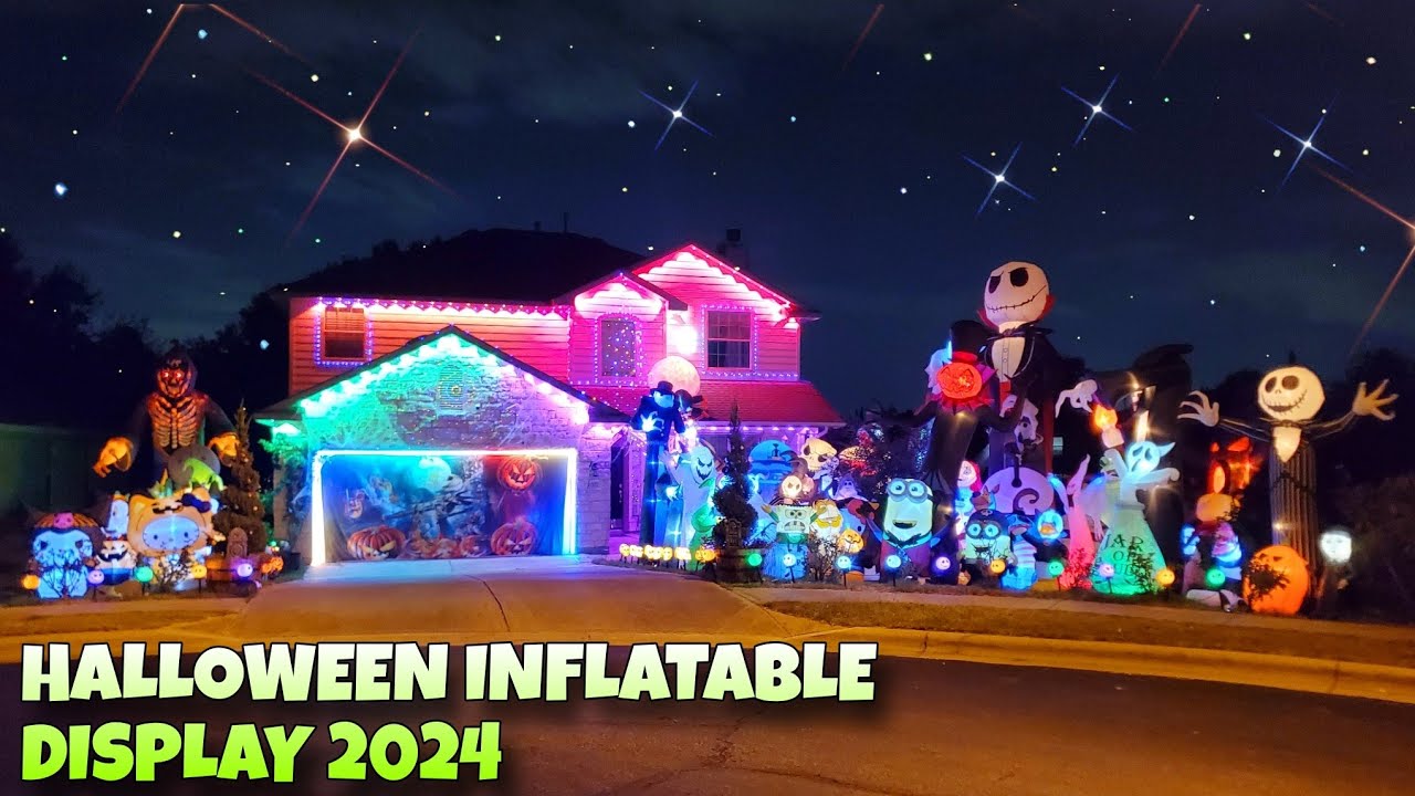 Huge Halloween Inflatables Display Collection 2024 WIND Problems - YouTube