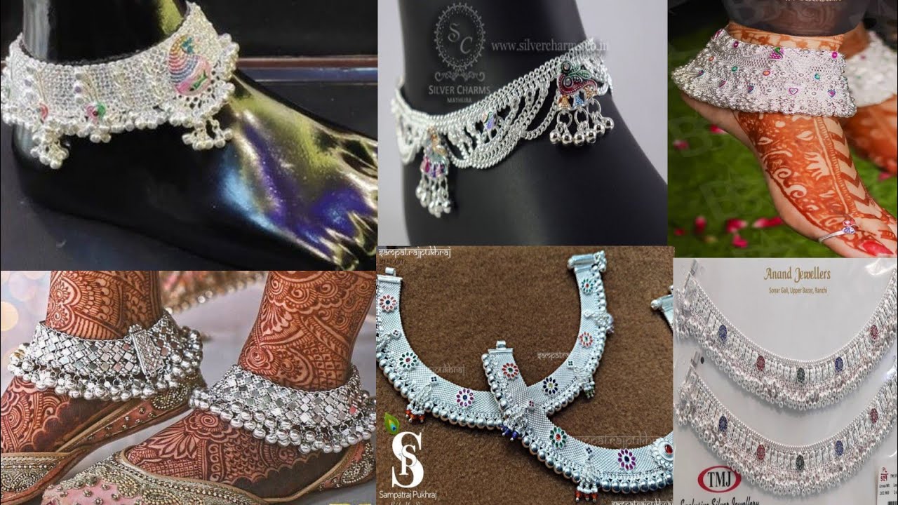 Latest Heavy Silver Anklet Designs/Silver Payal Designs/New Silver ...