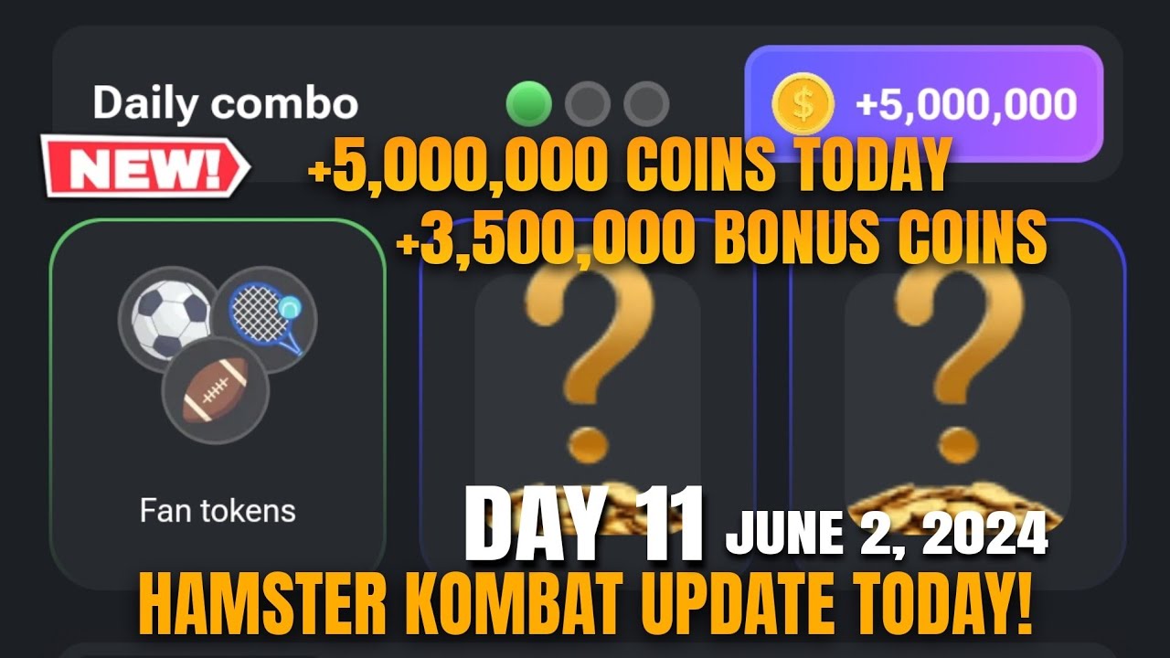 DAY 11! HAMSTER KOMBAT TODAY'S COMBO! HAMSTER KOMBAT DAILY COMBO JUNE 2 ...