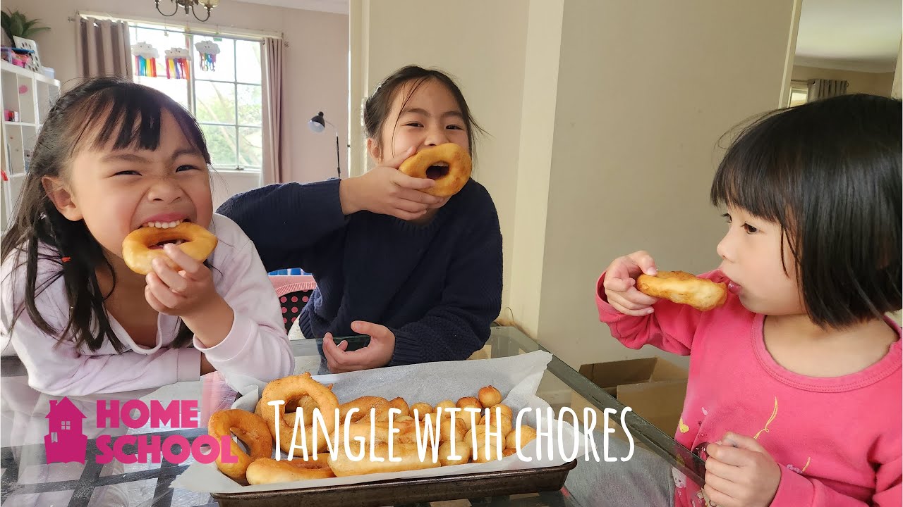 Tangled with chores 2022, Elise, Estelle and Emily and their housework ...
