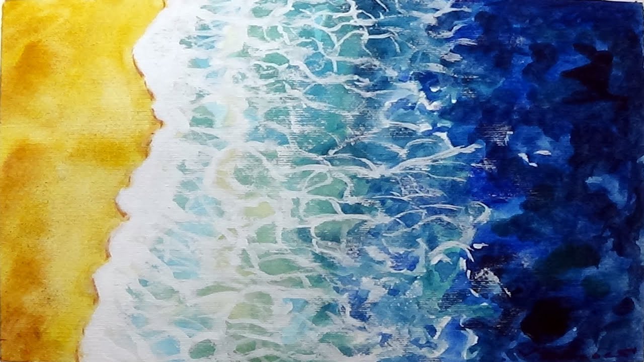 Blue Ocean Waves - Watercolor Painting - By Vamos - YouTube