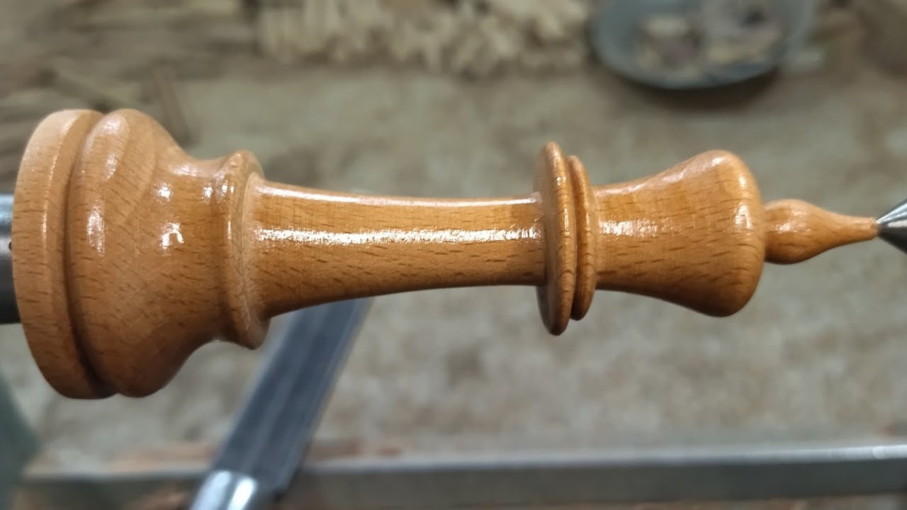 Wood turning - how to make a chess king - turning a chess piece - YouTube