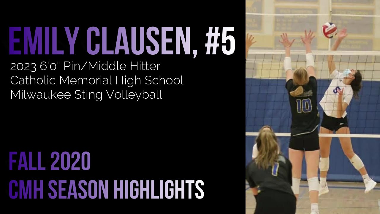 Emily Clausen 2023 6'0" Pin/Middle Hitter Fall 2020 HS Season - YouTube
