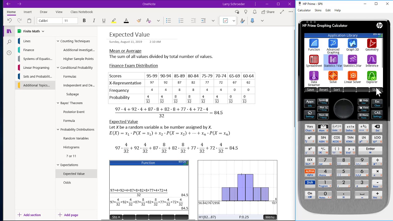 HP Prime Onenote Expected Value - YouTube