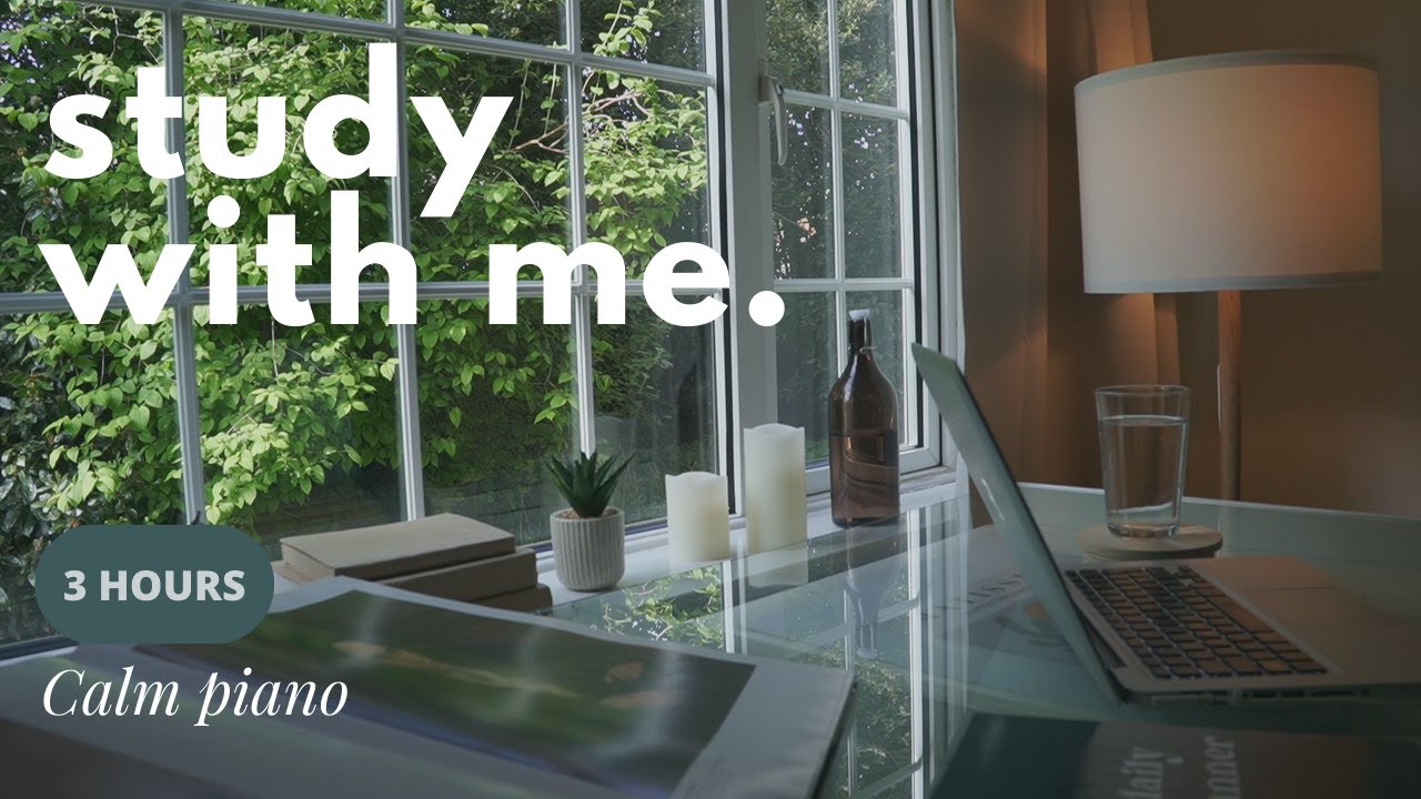 3-HOUR STUDY WITH ME with piano music 🌼 / 50-10 Pomodoro / focus ...