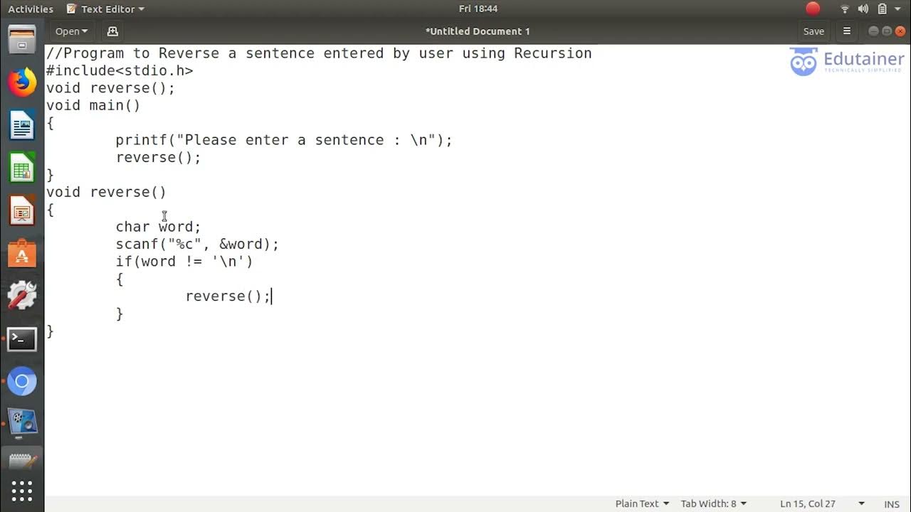 5 Wap To Reverse A Sentence Entered By User Using Recursion Youtube