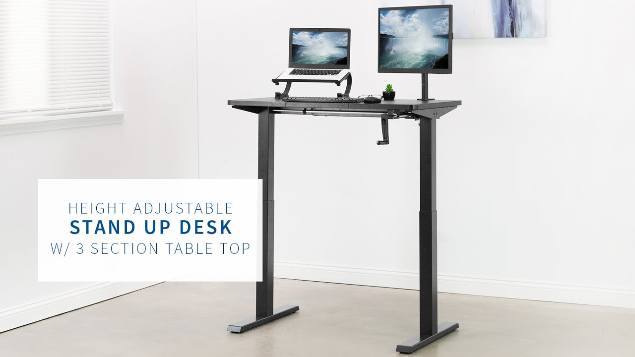 DESK-MB43TB Black 43" x 24" Manual Height Adjustable Desk by VIVO - YouTube