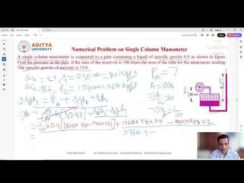 Lecture 21 Problem Solved on #Single Column Manometer - YouTube