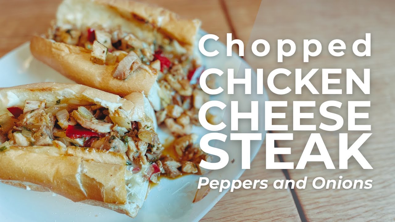 Chopped Chicken Cheesesteak with Peppers and Onions (POV) - YouTube
