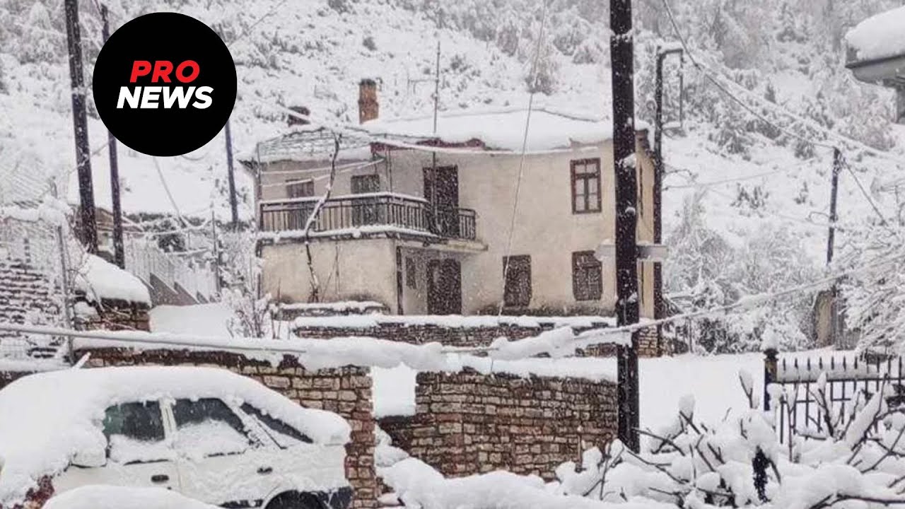 Χριστουγεννιάτικο τοπίο τα χιονισμένα ορεινά χωριά των Τρικάλων - YouTube