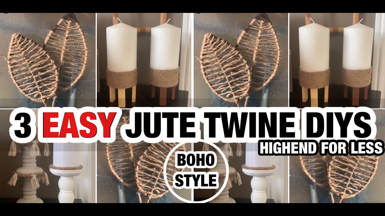 3 EASY BOHO DIY DOLLAR TREE JUTE TWINE HOME DECOR IDEAS | TROPICAL ...