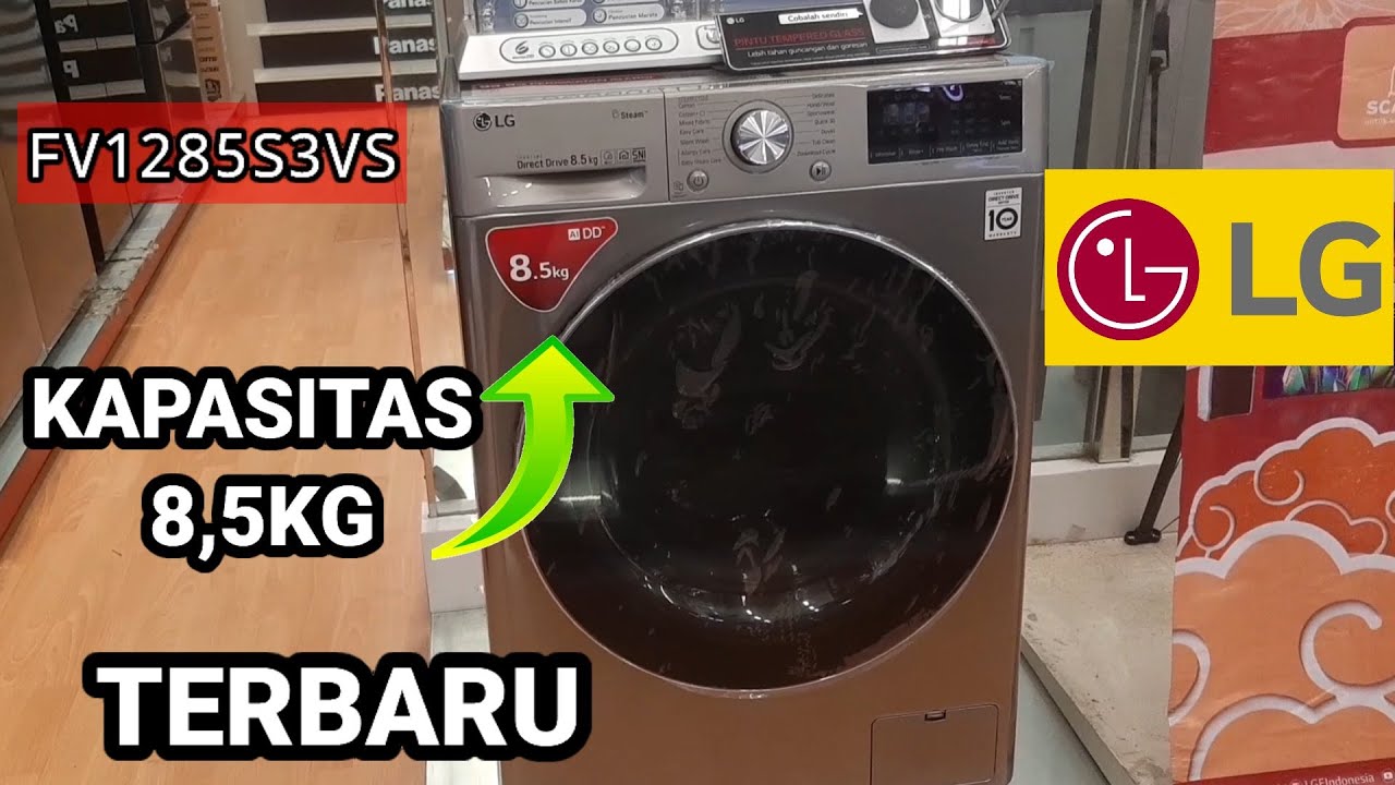 FV1285S3VS || Mesin cuci front loading terbaru LG 8,5kg silver - YouTube