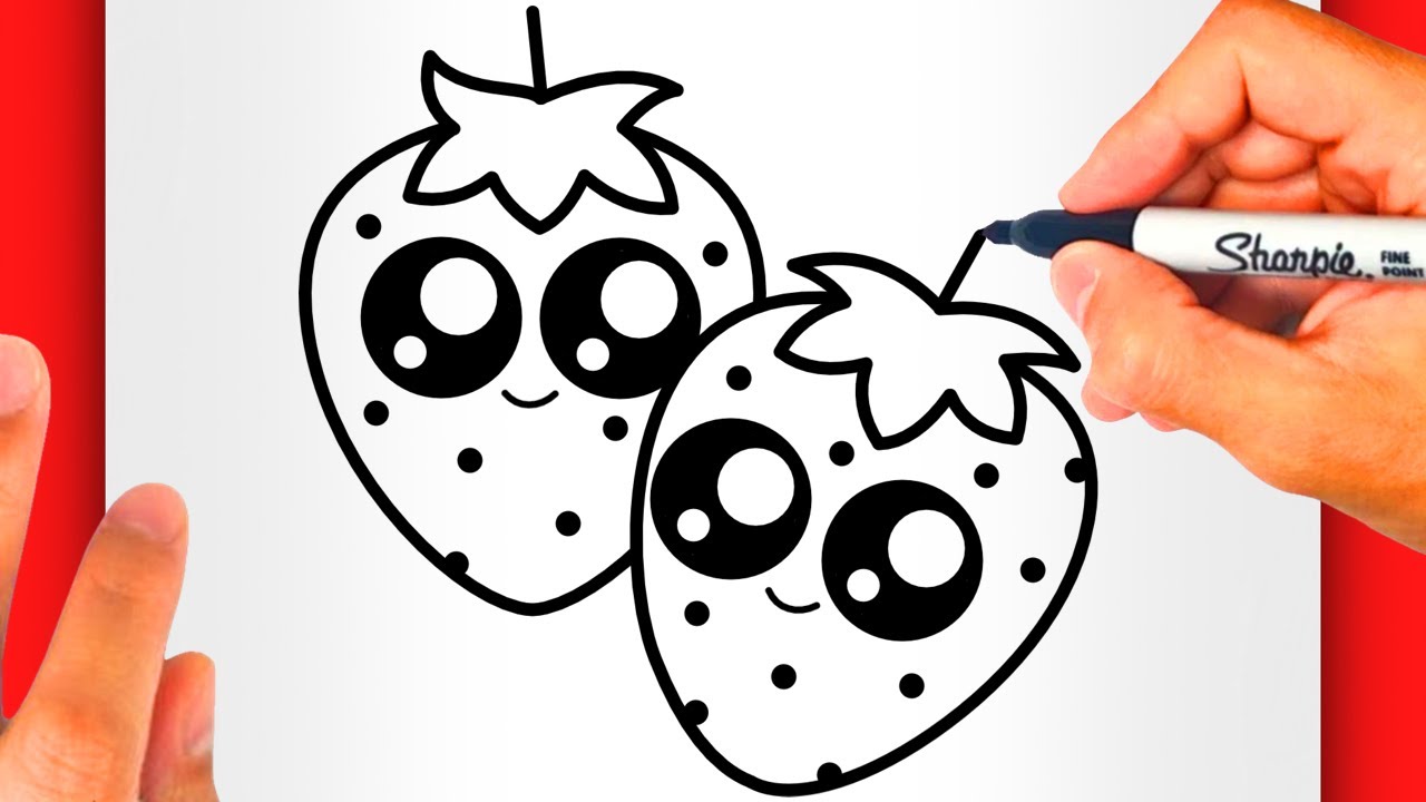 HOW TO DRAW A STRAWBERRY DRAWING STEP BY STEP FOR BEGINNERS (EASY AND ...
