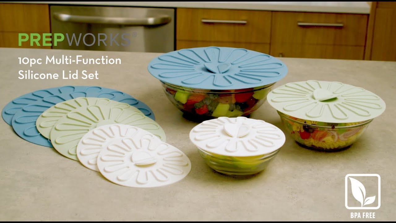 Prepworks 10pc Multi-Function Silicone Lid Set - YouTube