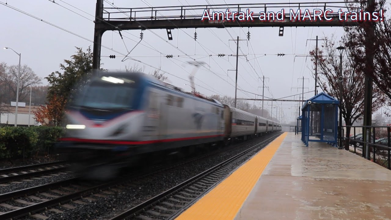 Fast Amtrak and MARC trains at Seabrook - YouTube